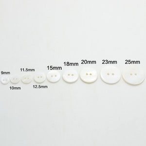 18mm Mother of Pearl Buttons, 6 Natural Shell Sewing Buttons, 2 Holes ...
