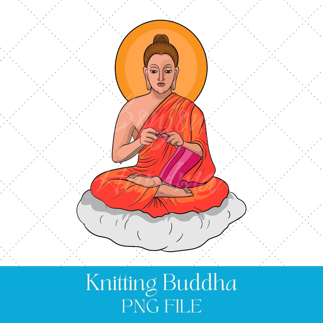 Knitting Buddha PNG, Funny Zen Meditation Clipart, Instant Digital ...