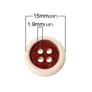 25 Mixed Color Buttons, 15mm Assorted Wooden Buttons, Decorative Craft ...