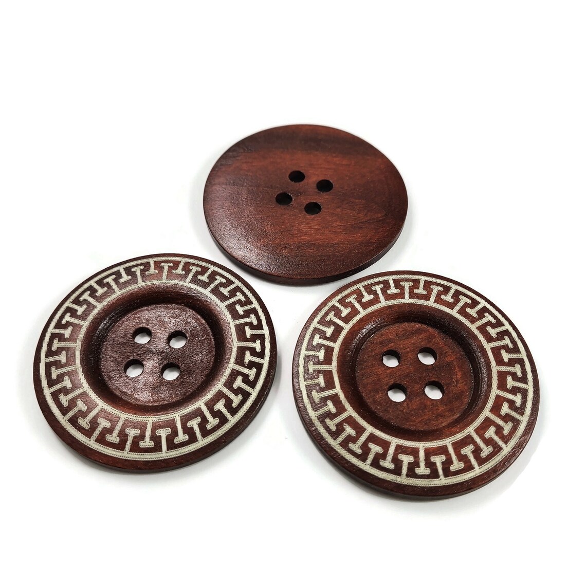 3 Extra Large Wooden Buttons, 60mm Sewing Buttons, Big Buttons for ...