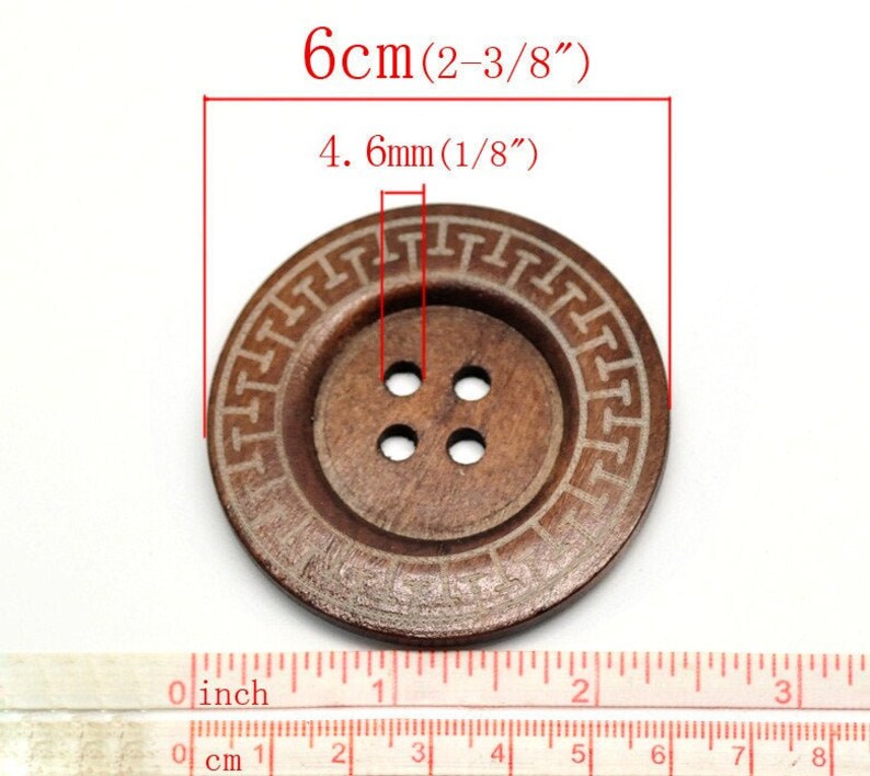 3 Extra Large Wooden Buttons, 60mm Sewing Buttons, Big Buttons for ...