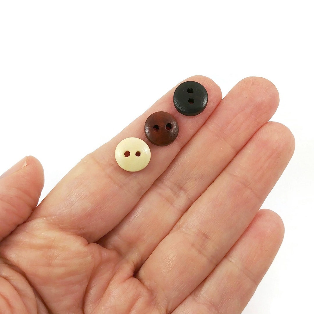 10mm Tiny Wooden Buttons, 6 Small Natural Buttons, Mini Buttons for ...