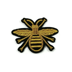 Gold Bee Iron on Patch, Embroidered Sew on Bee Patch, Stick on Applique, Insect Fabric Patch - Etsy