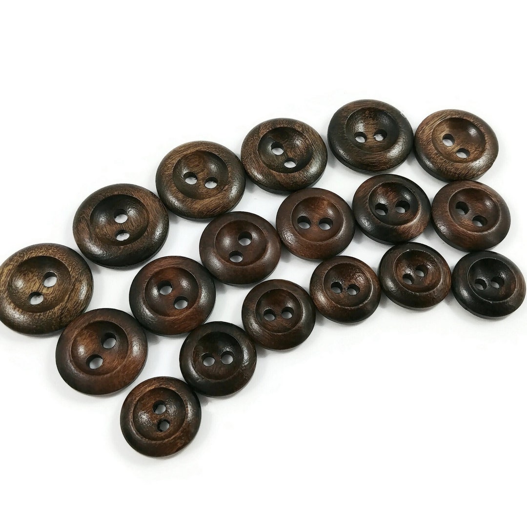 Dark Brown Wood Buttons, 15mm, 18mm, 20mm, Walnut Sewing Buttons ...