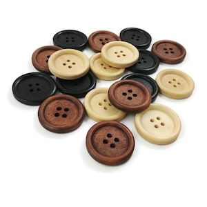 1 Inch Wooden Buttons, 6 Sewing Buttons, 25mm Natural Wood Button ...