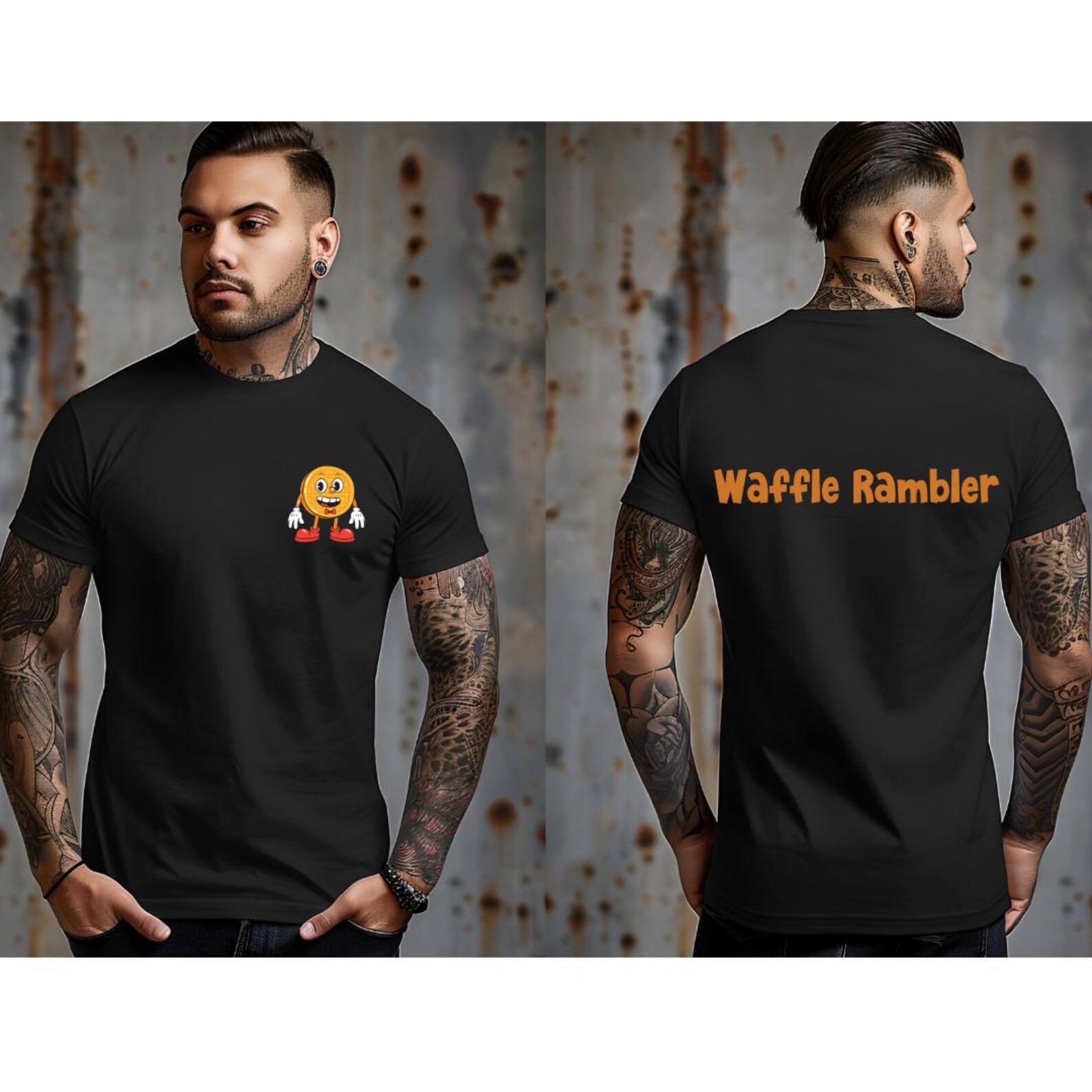 Waffle Rambler T-shirt: Front Logo, Back Slogan - Etsy