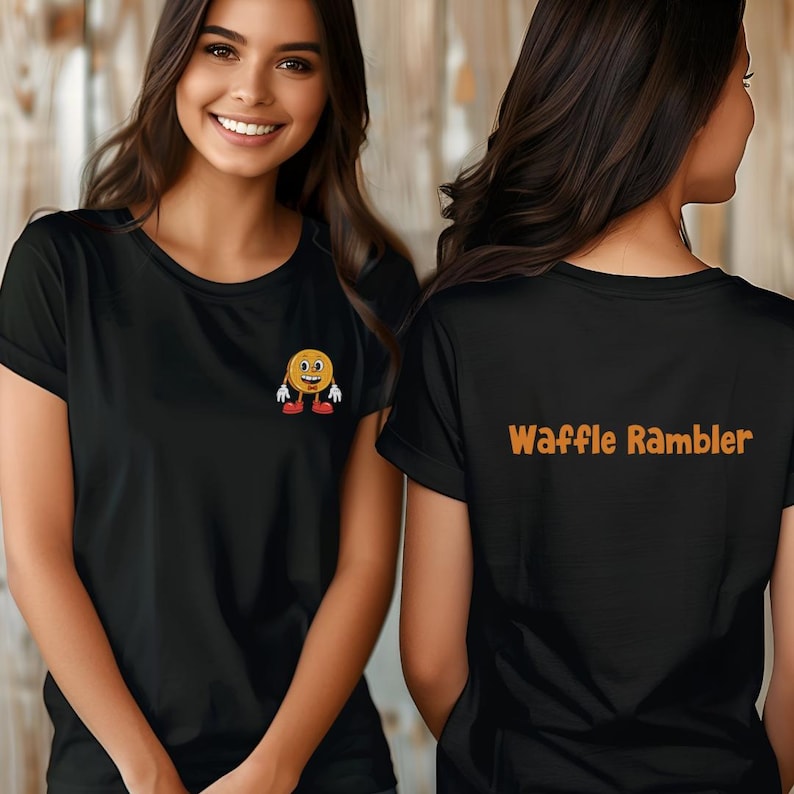 Adult Waffle Rambler Front Back Logo Slogan Shirt, Waffle Ramble ...