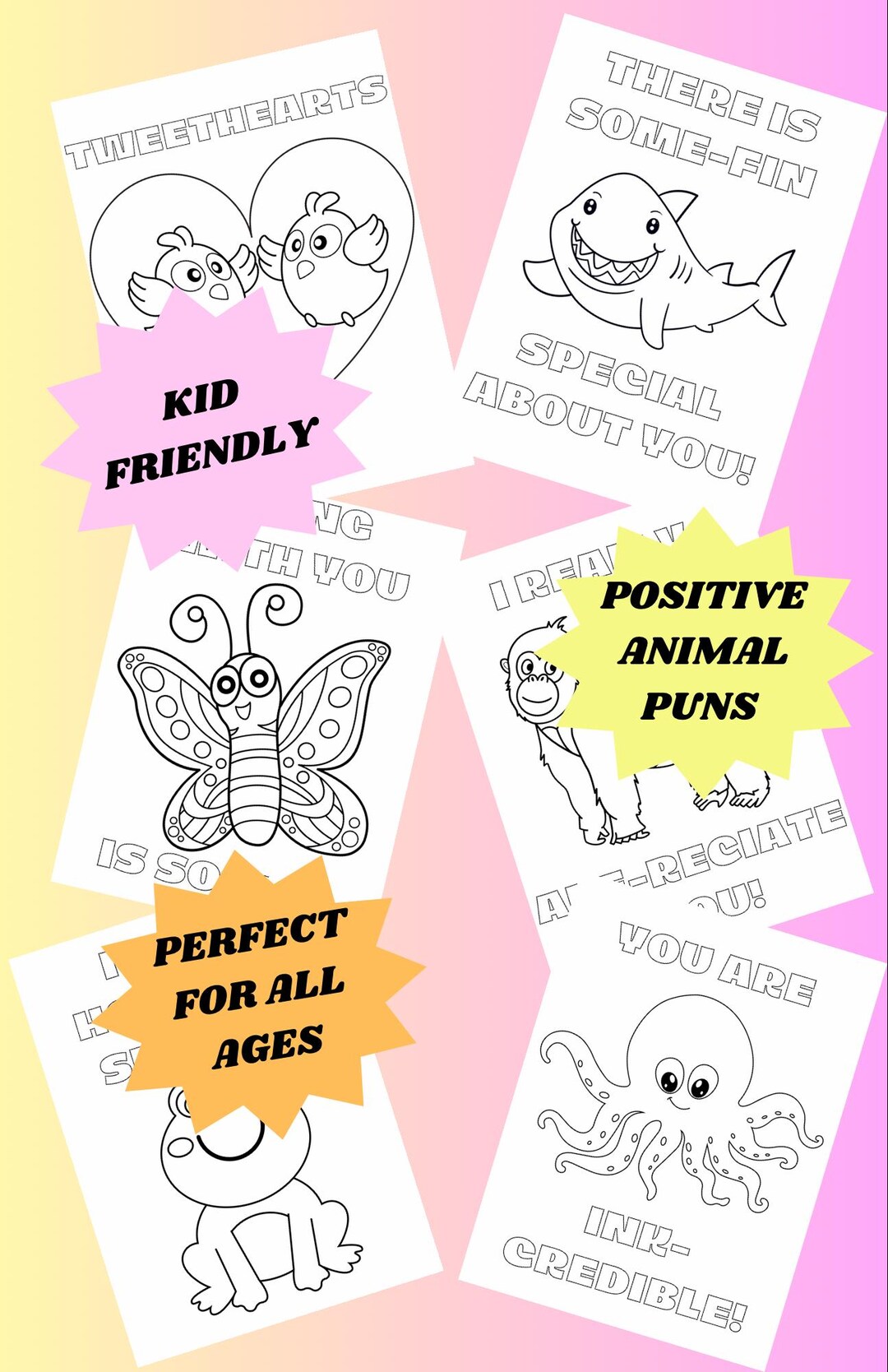 Animal Pun Kid Printable Coloring Book | Great for All Ages | Animal ...
