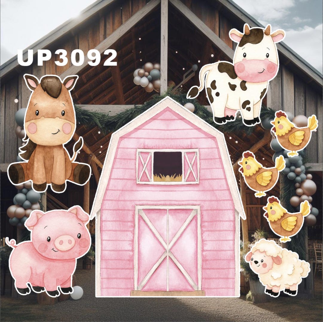 Tup 3092FS Barn Pinkfs Animals Coroplast Signs Cutouts Props Party ...