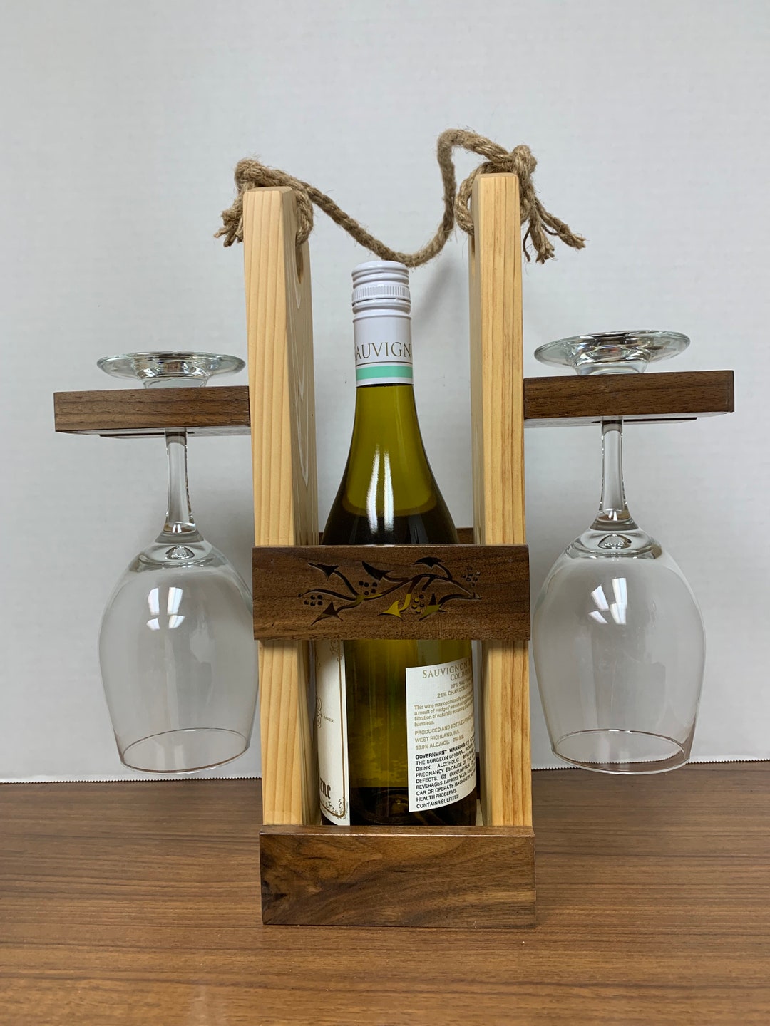 Wooden Wine Glass Caddy, Wine Butler, Home Decor, Wet Bar, House ...
