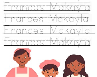 Custom Baker-themed Name Tracing Worksheets Printable PDF - Etsy