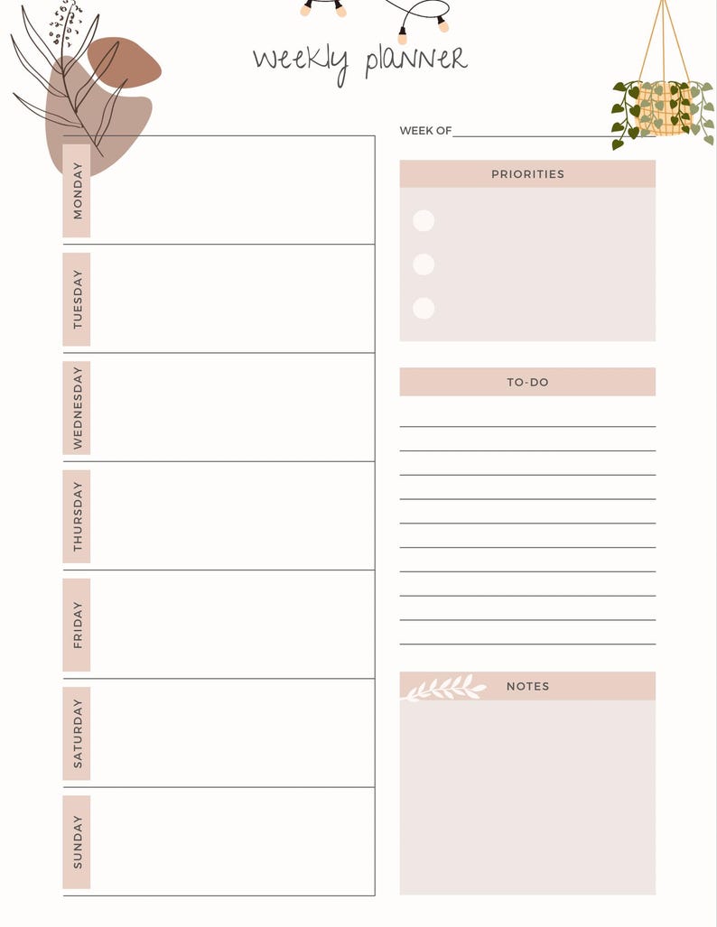 Weekly Planner - Etsy