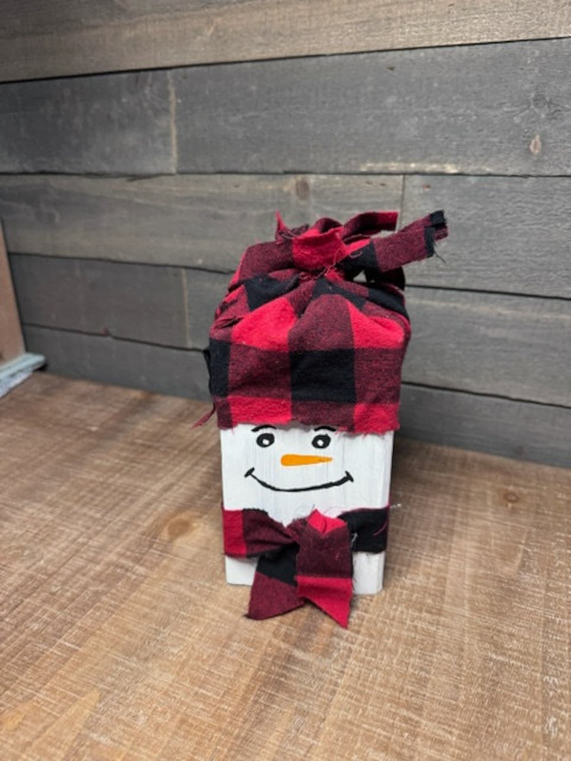 Wood Block Snowman - Etsy