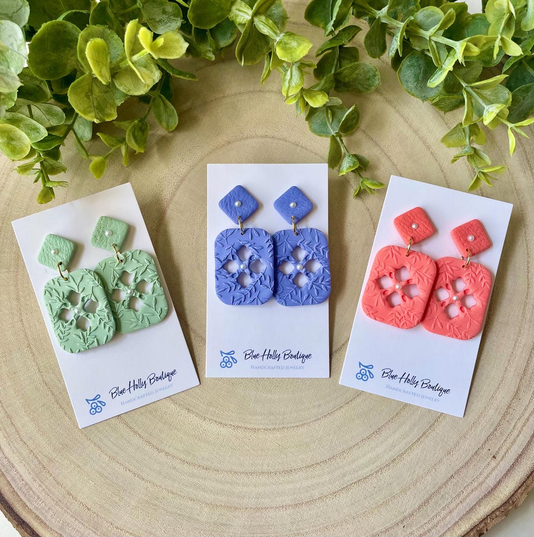 The KRISTA Polymer Clay Dangle Earrings, Handmade Lightweight Earrings ...