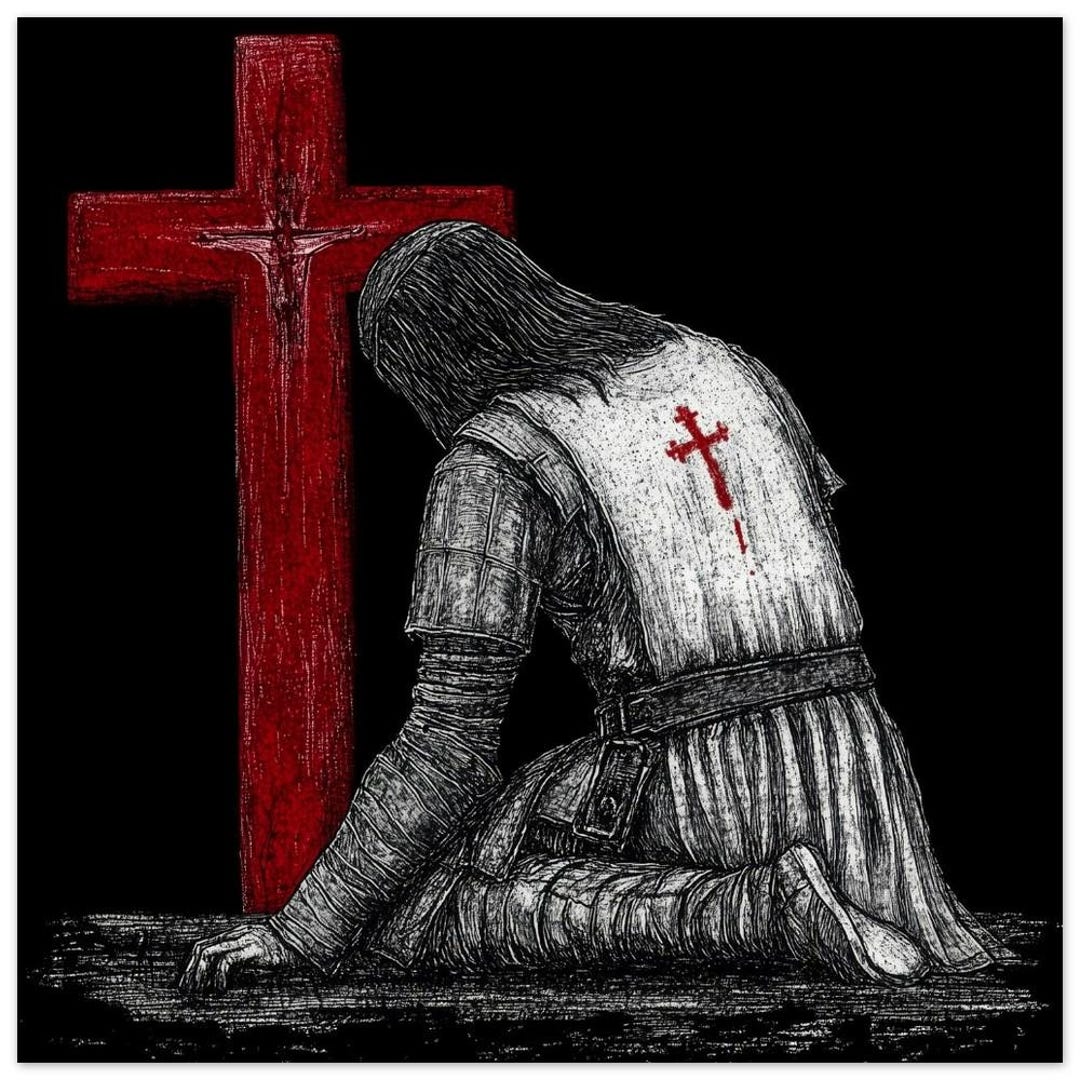 Dead Crusader Infront of a Red Cross museum-quality Paper Poster - Etsy