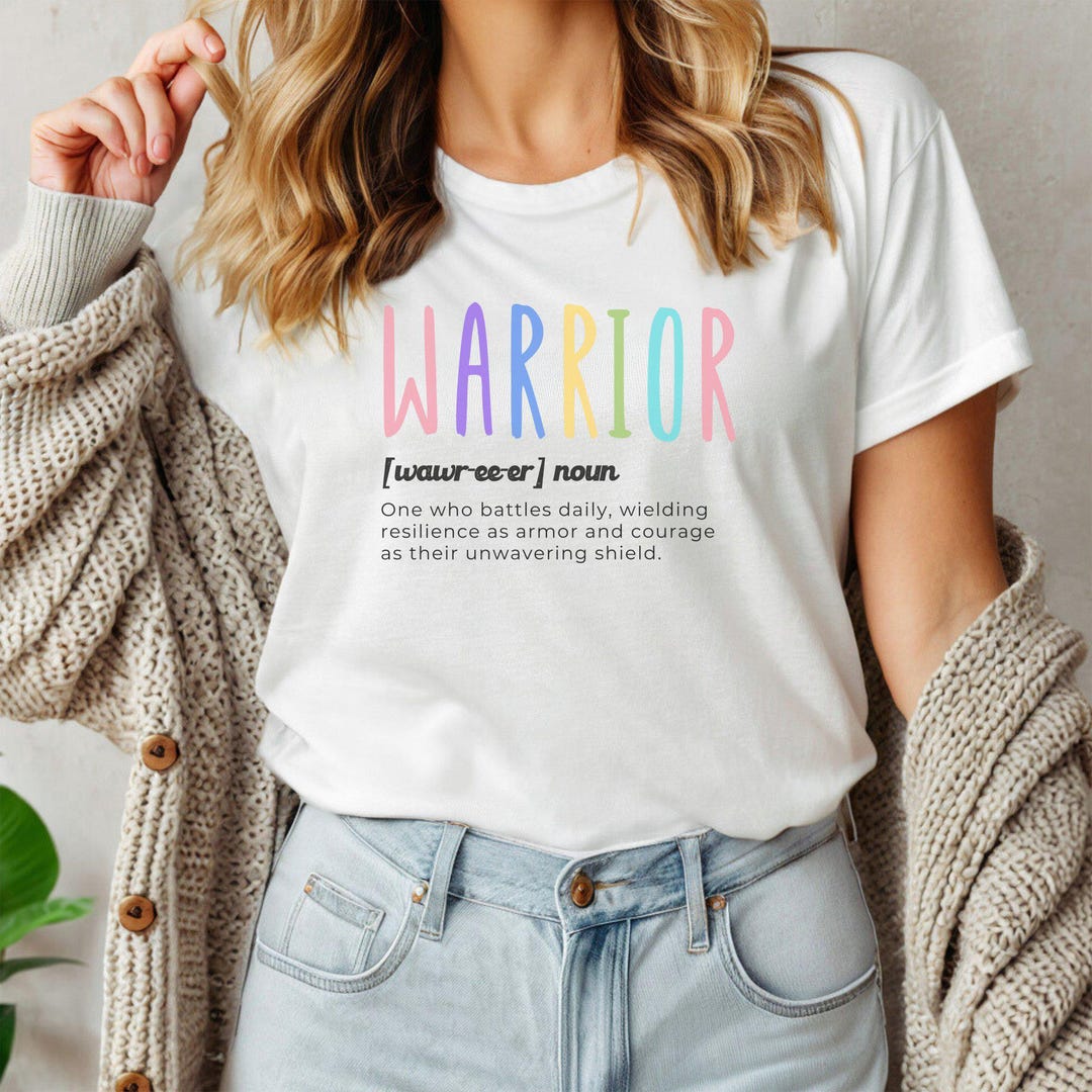 Warrior Definition T-shirt, Resilience Courage Shield Tee, Inspiring ...
