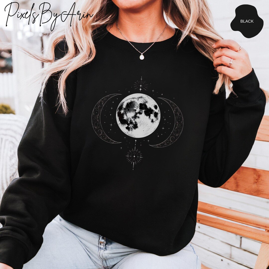 Moon Crescent Phases Sweatshirt, Vintage Astronomy Sweatshirt ...
