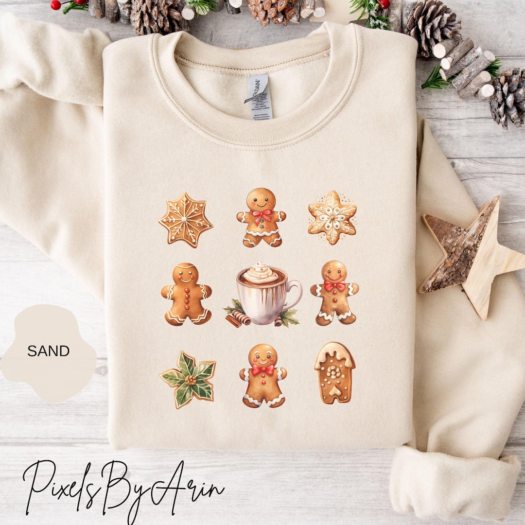 Cute Gingerbread Man, Hot Cocoa Holiday Sweatshirt, Christmas Festive ...