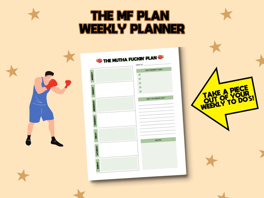 The MF Plan Weekly Planner | Printable, PDF, Digital Download, Instant ...