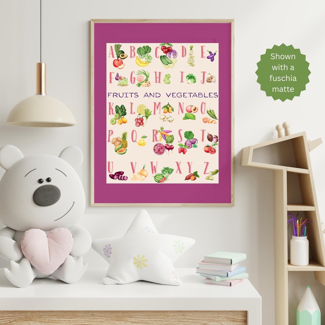 Fruits and Vegetables Colorful Wall Art for Kids | Alphabet Learning ...