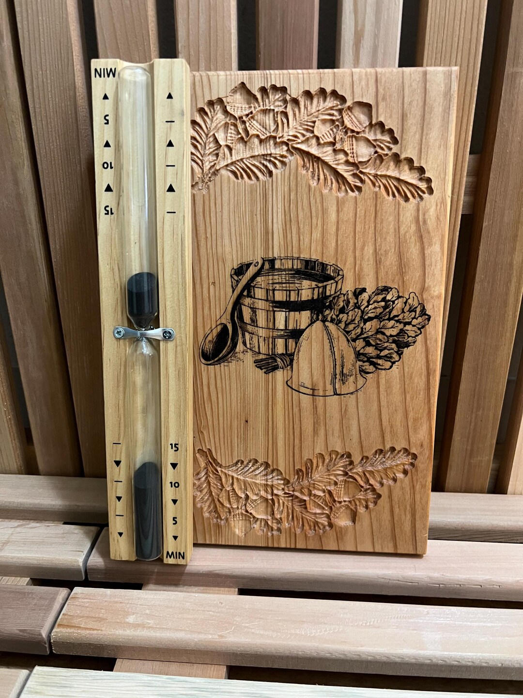 Wooden Sauna Sand Timer 15 Min | Hand Carved Sauna Hourglass | Oil ...