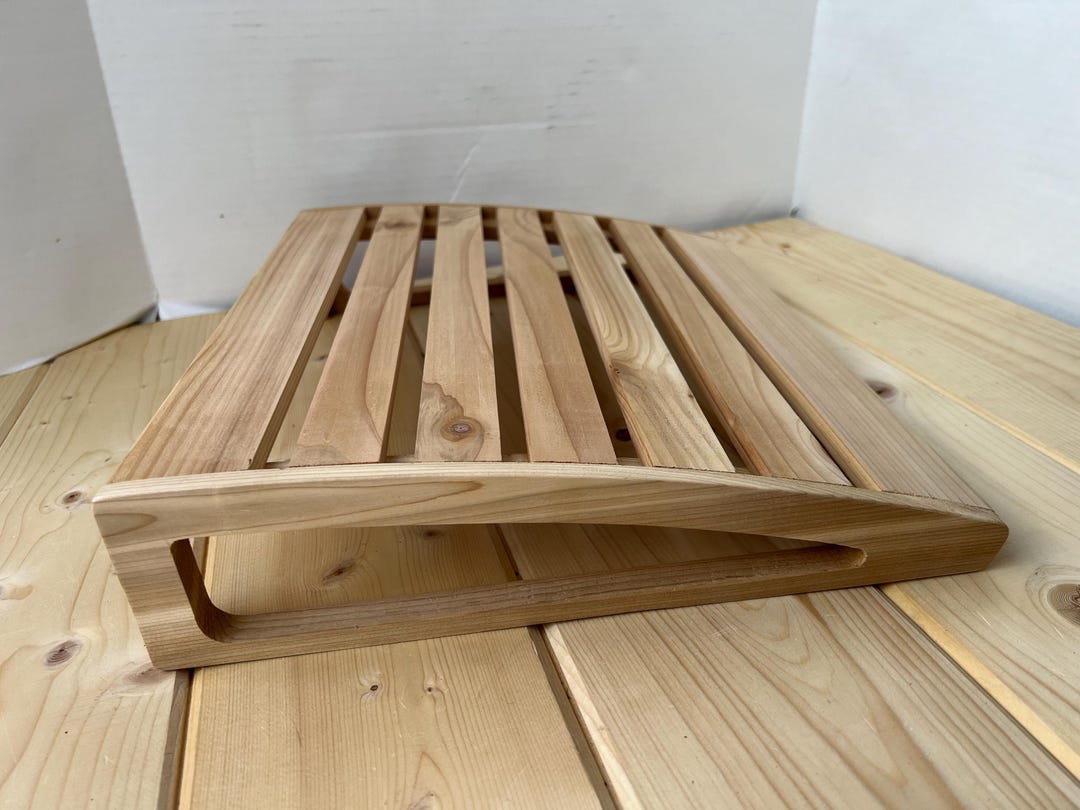 Natural Cedar Sauna Headrest • Ergonomic Wood Neck Support Pillow ...