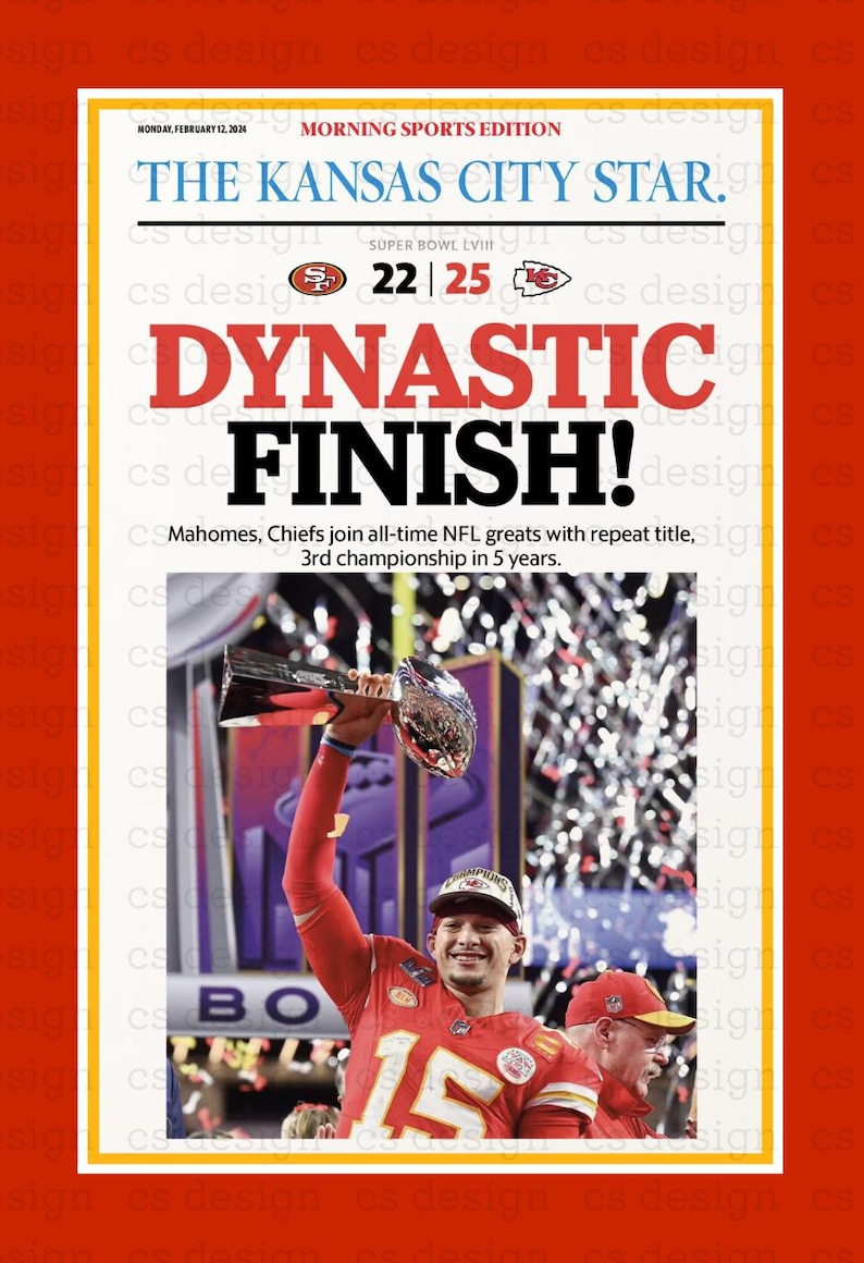 13 in X 19 in Kansas City Chiefs Football Super Bowl Champions 2020 ...