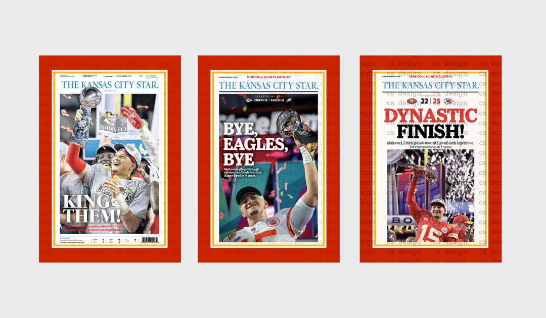 Set of 3 - 13in X 19in Kansas City Chiefs Football Super Bowl Champions ...
