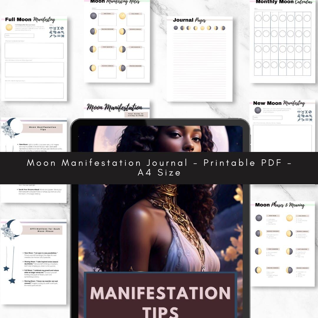 Moon Manifestation Journal: Lunar Cycle Planner (printable PDF A4) - Etsy