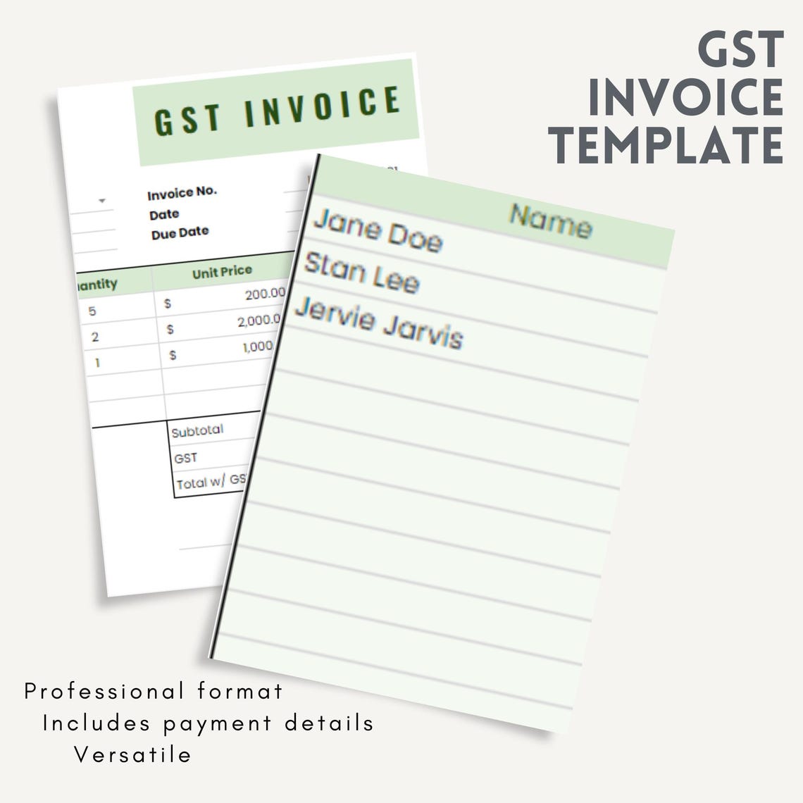 GST Invoice Template Customizable Invoice With Client Details Digital ...