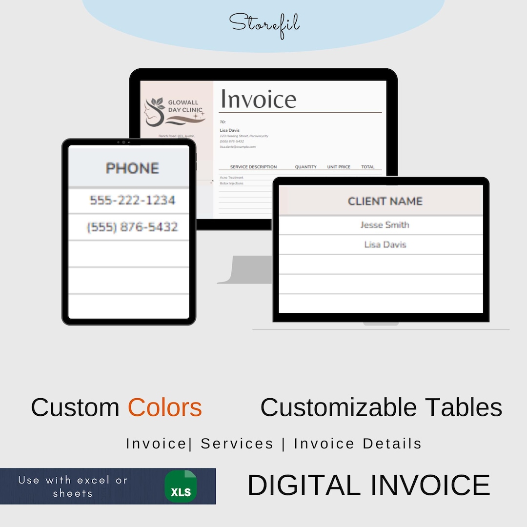 Dermatology Services Invoice Template Customizable Invoice With Service ...