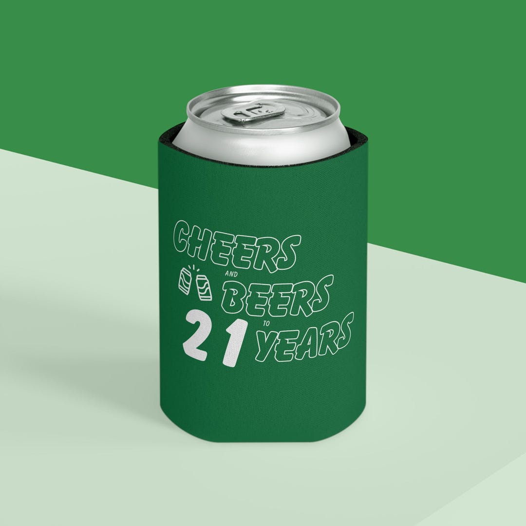 Green Can Cooler 21 Years Beverage Sleeve, Can Cooler, Can Holder, Can ...