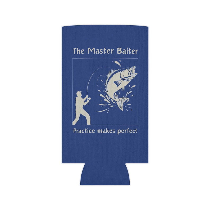 Blue Fishing Can Cooler, Fisherman Gift, Fishing Lover Beverage Sleeve ...