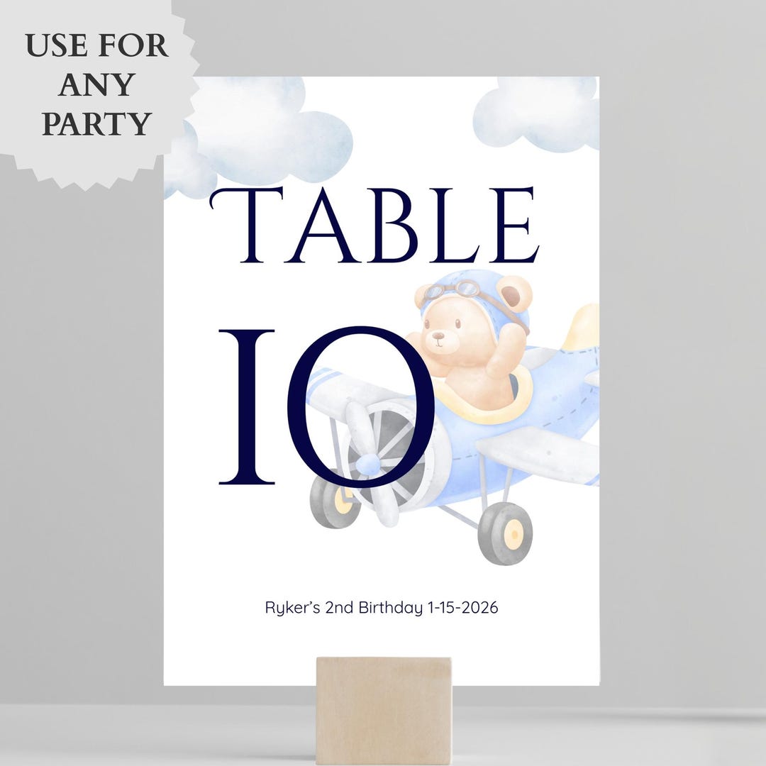 Birthday Party Table Numbers Template for Baby Shower Editable Table ...