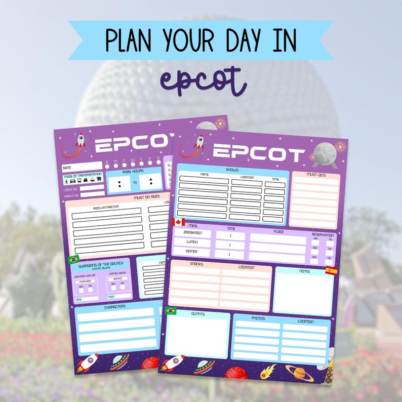 Disney World Vacation Planning Templates | 4 Park Printable Itinerary ...