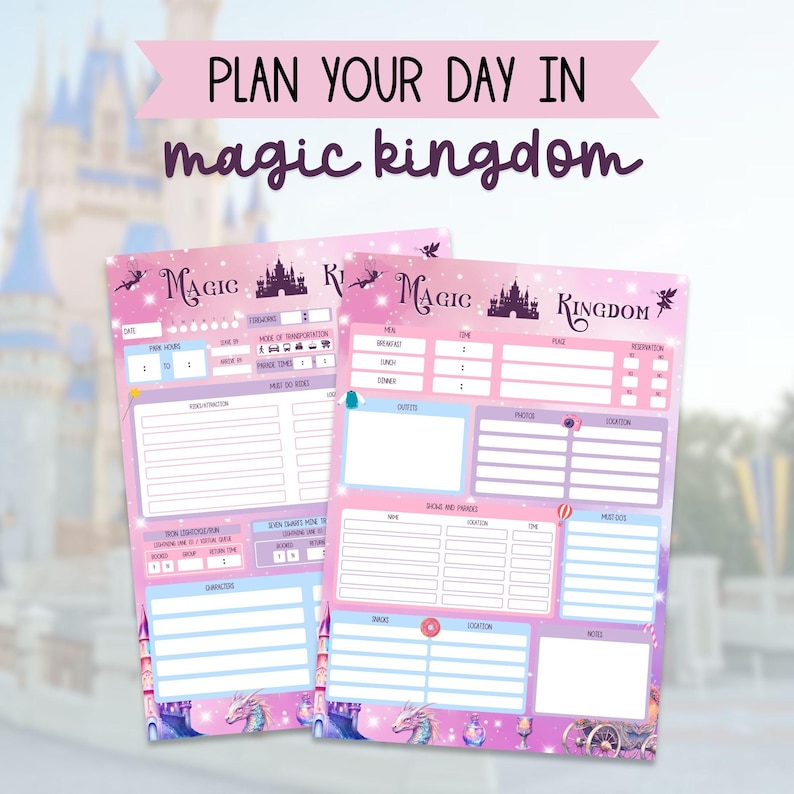 Disney World Vacation Planning Templates | 4 Park Printable Itinerary ...