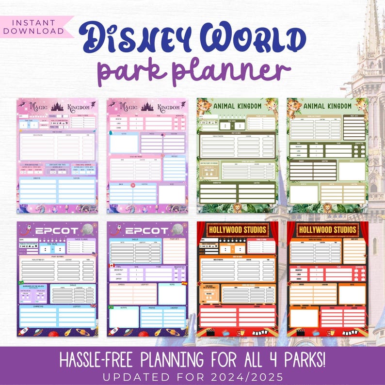 Disney World Vacation Planning Templates | 4 Park Printable Itinerary ...