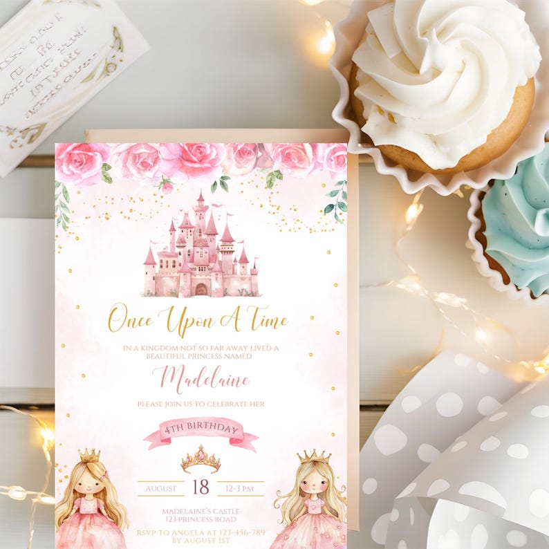 Princess Birthday Invitation Template: Once Upon a Time Theme (canva ...