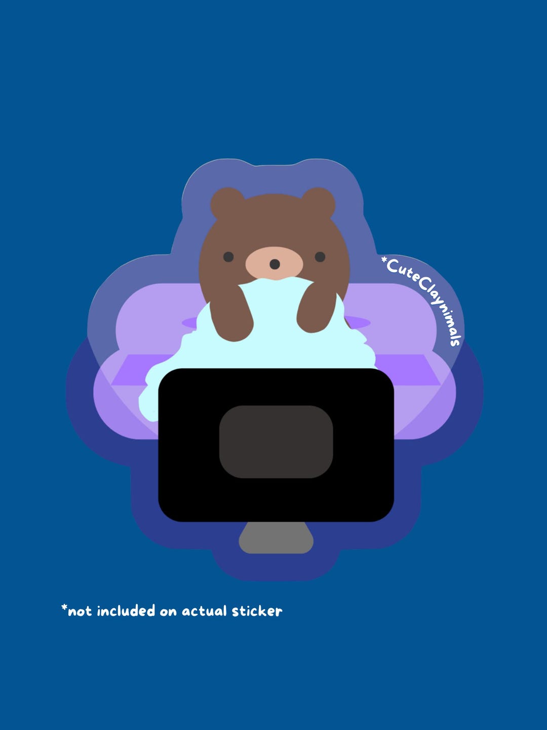 Cute Bear Watching TV Sticker | Waterproof | Uv-proof - Etsy