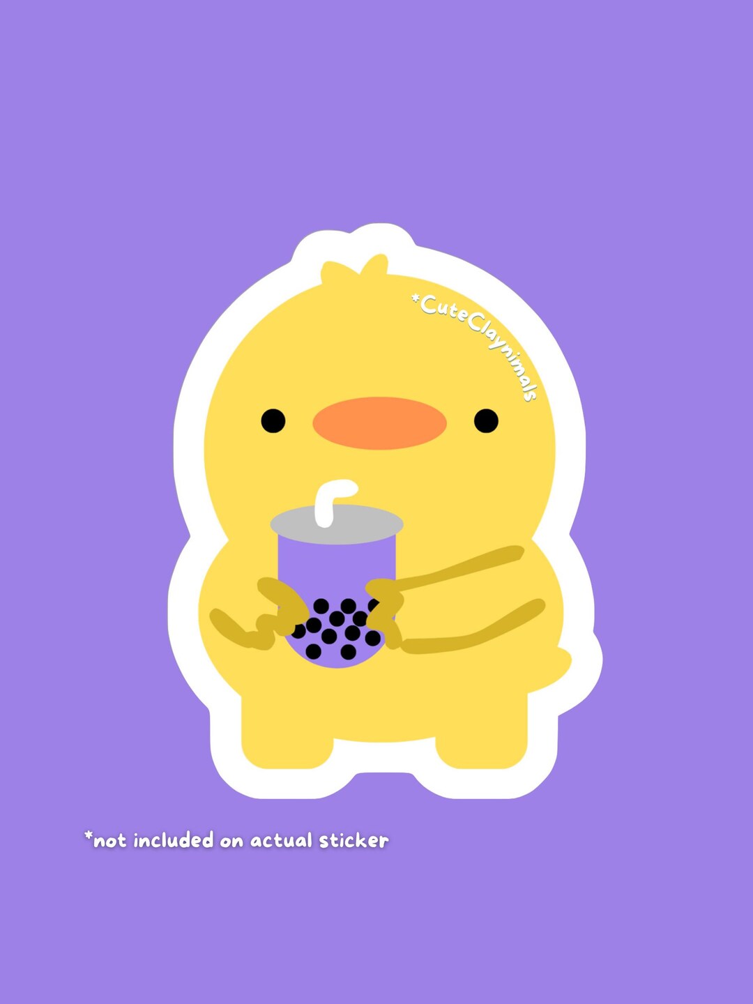 Cute Baby Chick Drinking Boba bubble Tea Sticker Waterproof Uv-proof - Etsy