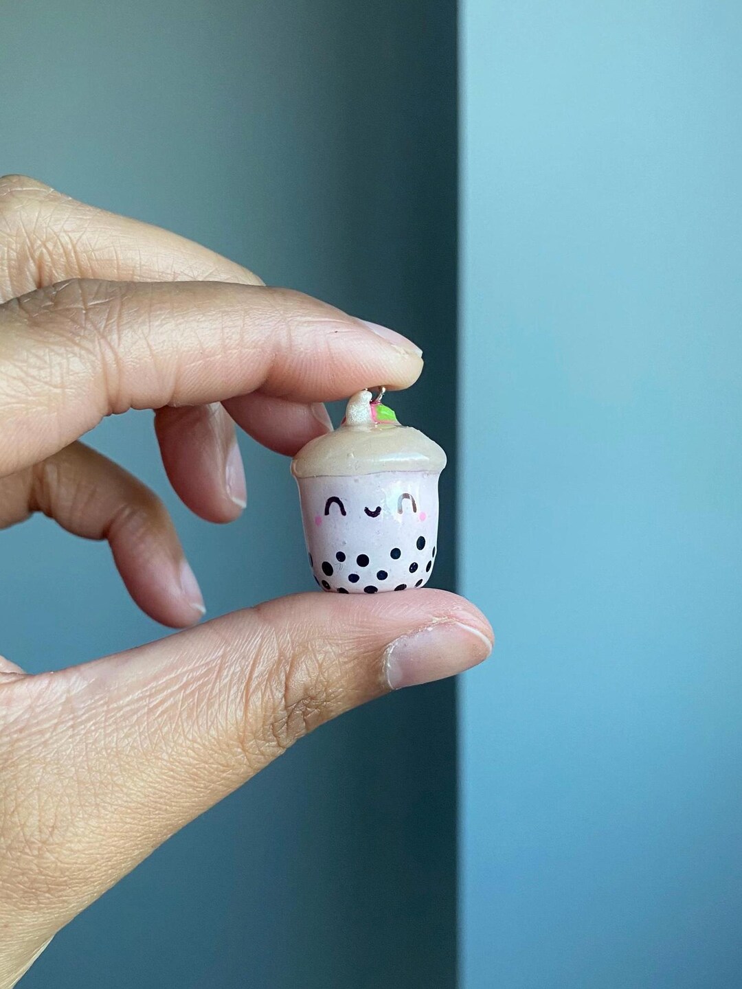 Happy Strawberry Bubble boba Tea Keychain Handmade Polymer Clay - Etsy