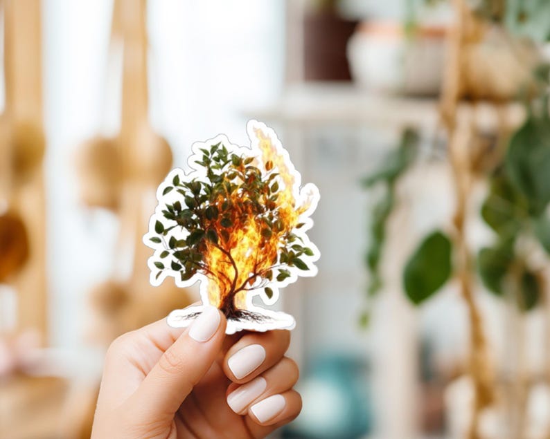 Burning Bush Sticker, Water Bottle Stickers, Cute Bible Sticker ...