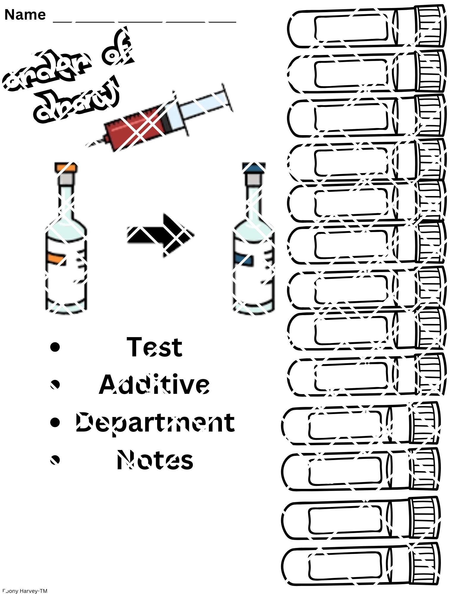 Order of Draw Printable Worksheet, Digital Phlebotomy Worksheet, CLSI ...