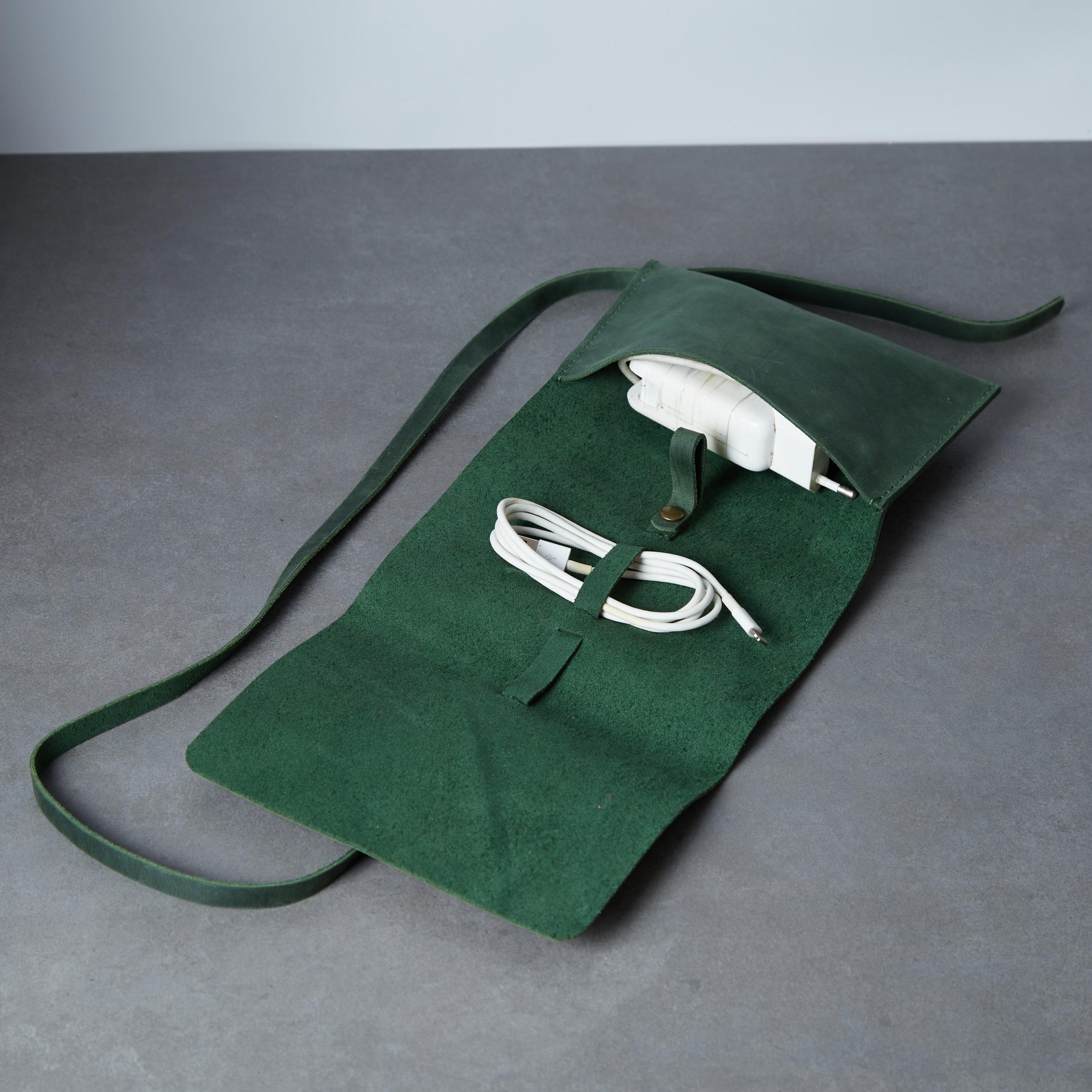 Men's Leather Cable Management Roll Trendy Cord Organizer & Storage ...