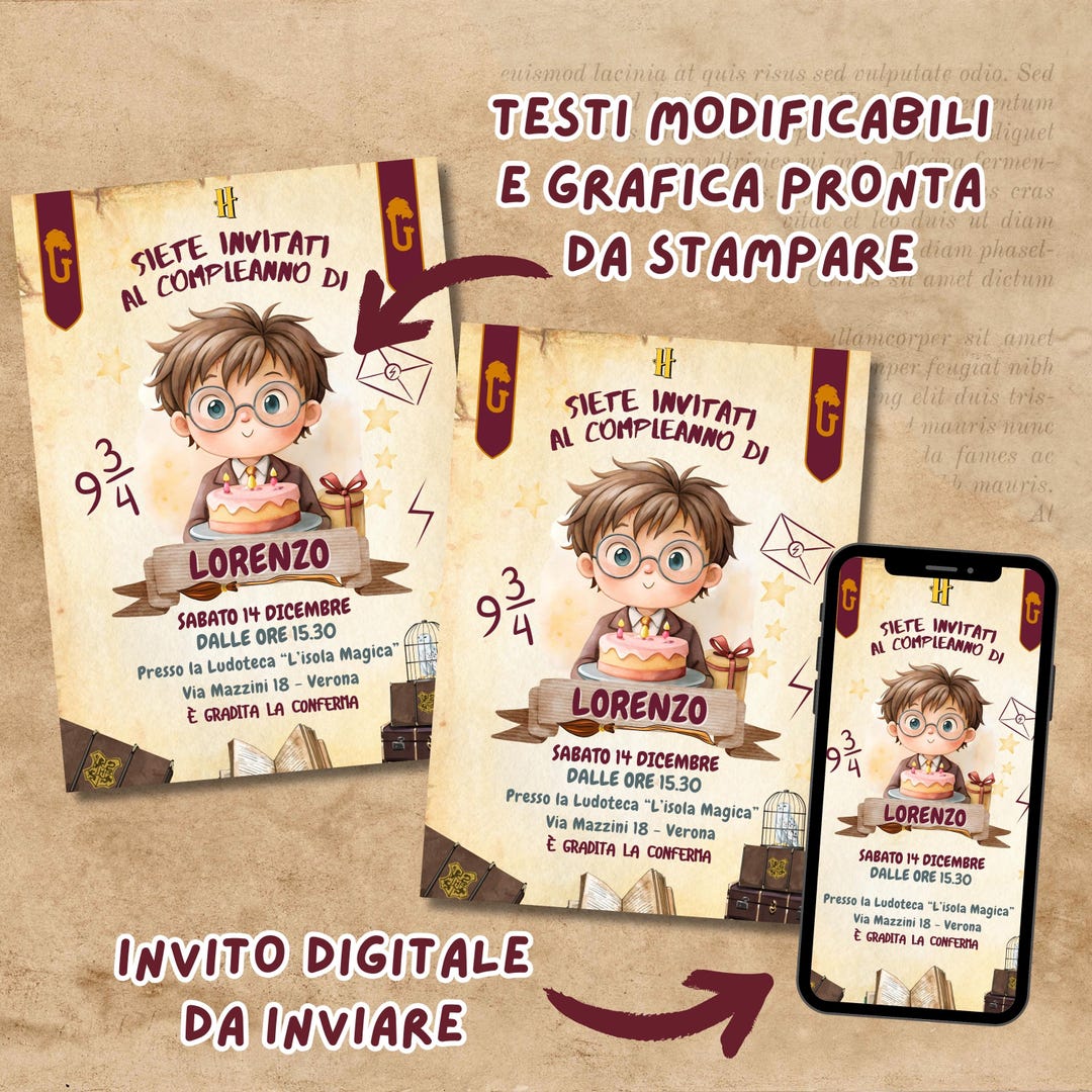 Little Wizards School of Magic Child Birthday Invitation, EDITABLE ...