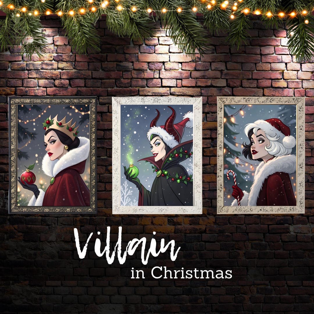 3 Villain Christmas Graphics Theme: Cruella, Maleficent and the Witch ...