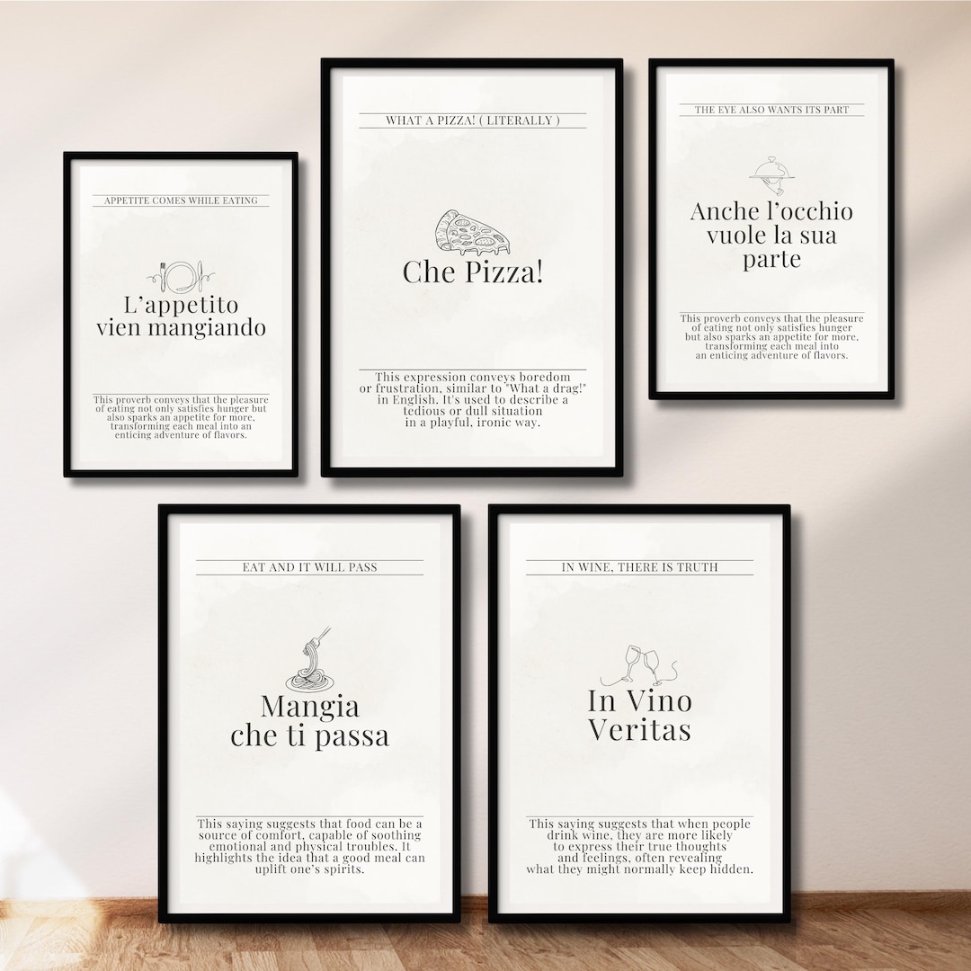 Made in Italy, Italian Art and Definitions, 5 Italian Prints, Italian ...