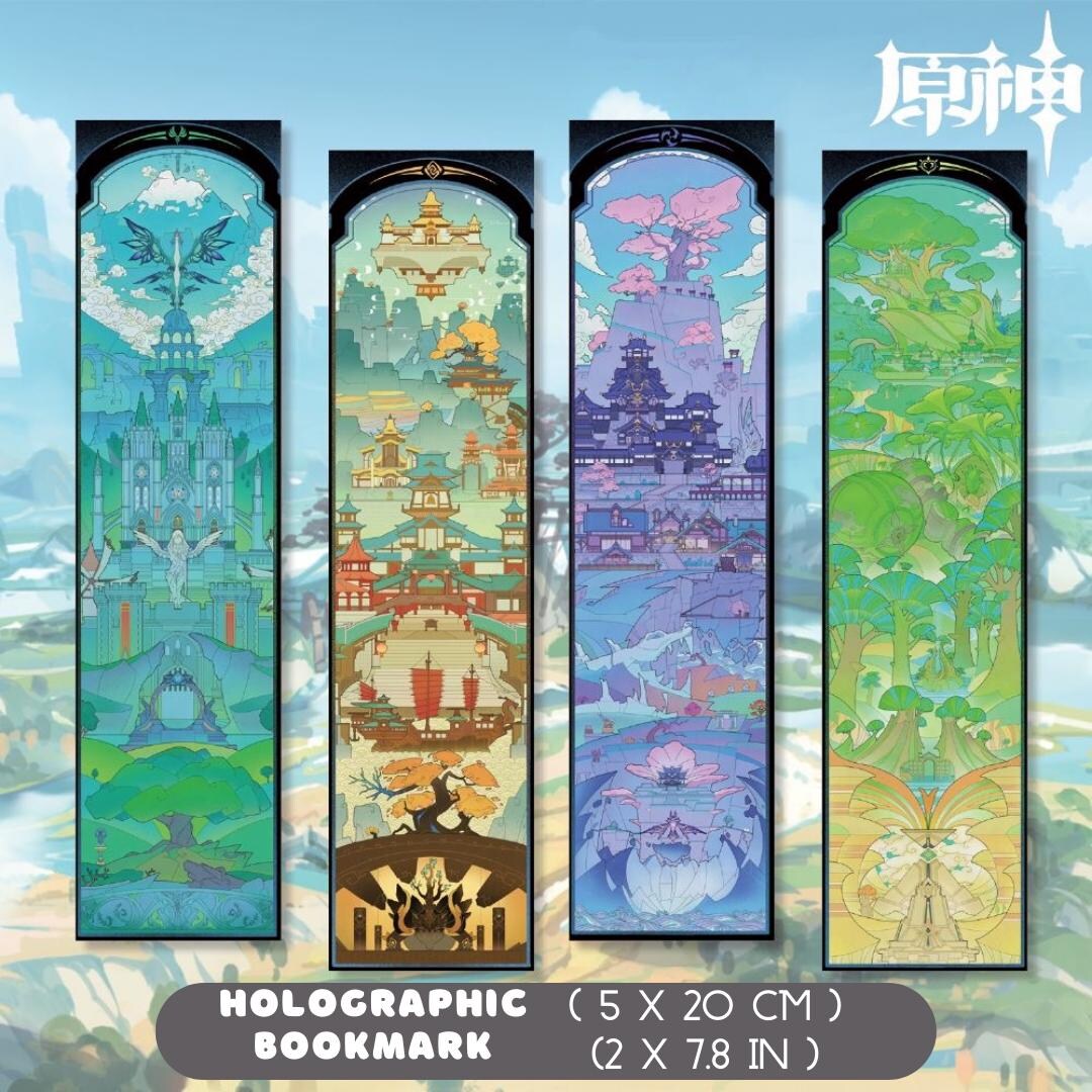 Genshin Impact Holographic Bookmark, Genshin Impact World Map Bookmarks ...