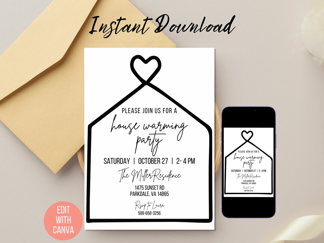 Minimal House Warming Invitation Simple Editable Housewarming Evite ...