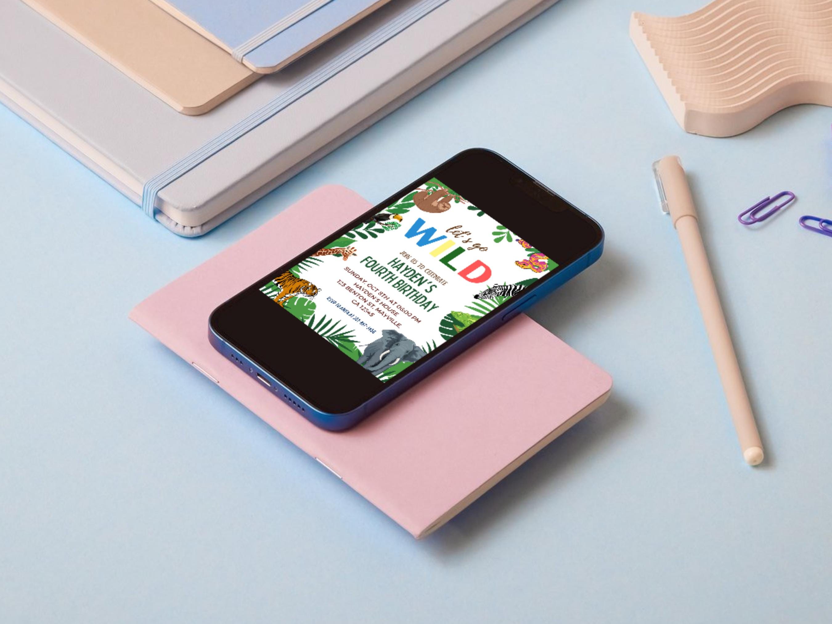 Jungle Safari Birthday Invitation Editable Invite Template Jungle ...